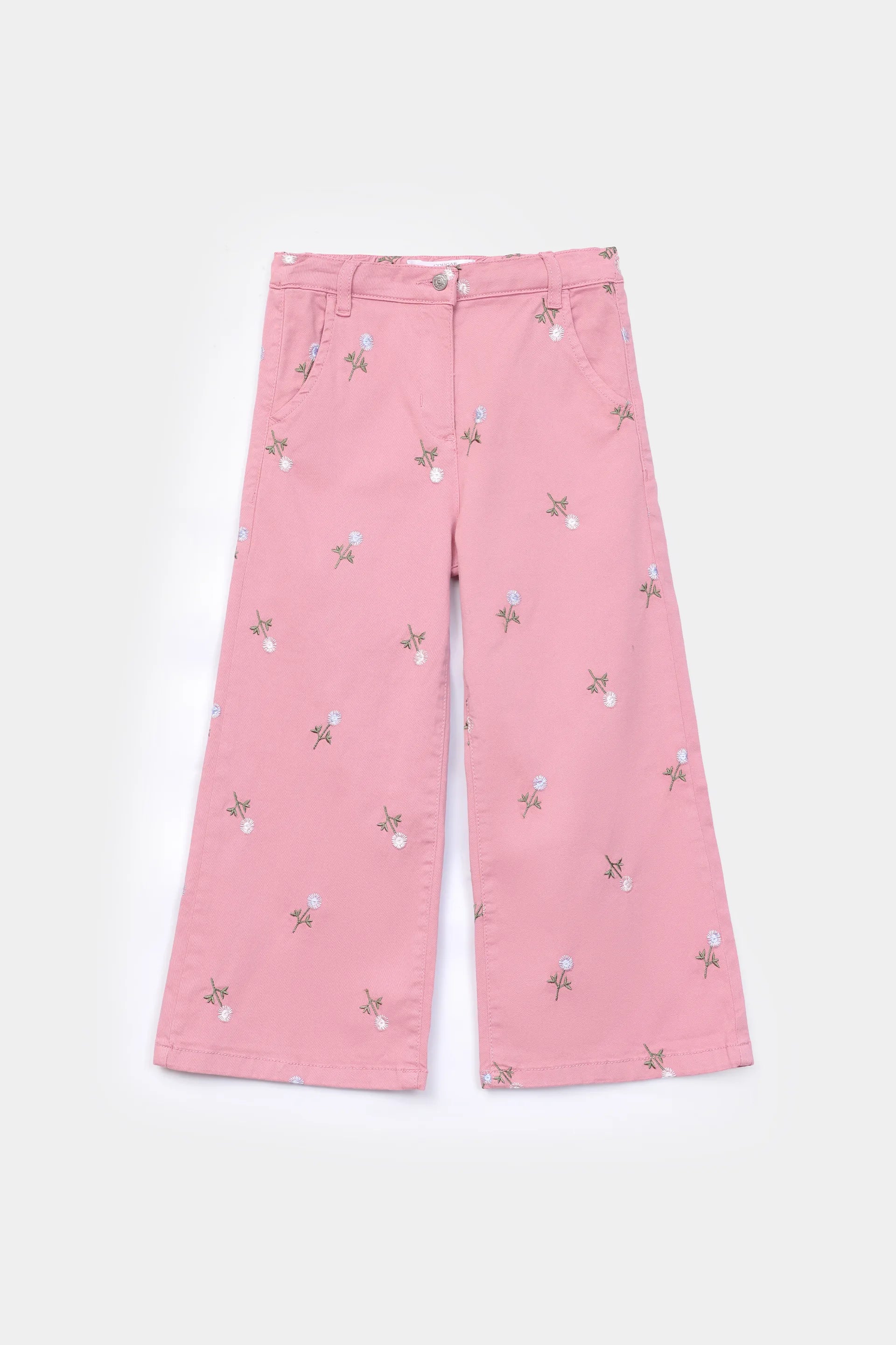 Embroidered Wide-Leg Jeans