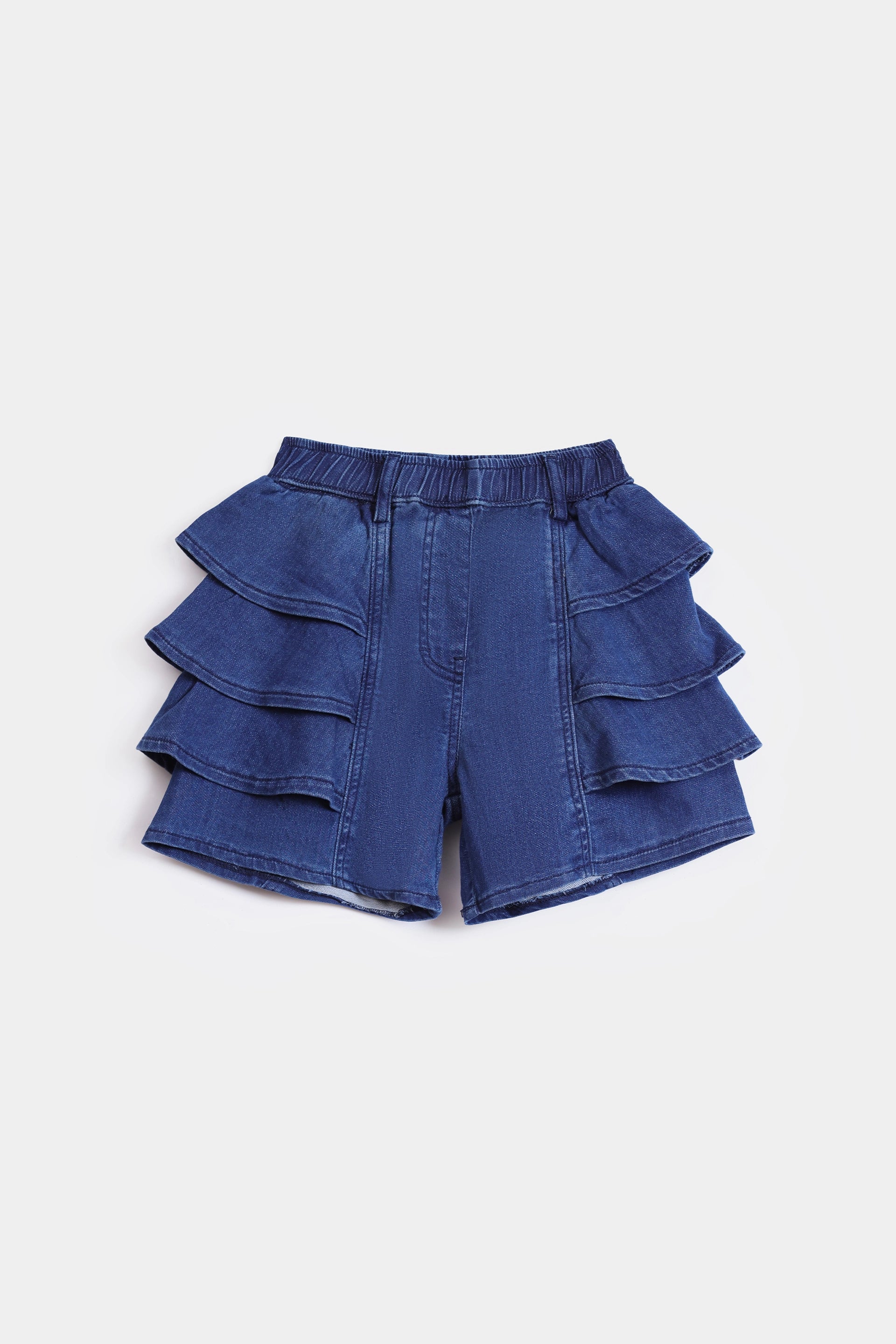 Ruffled Denim Shorts